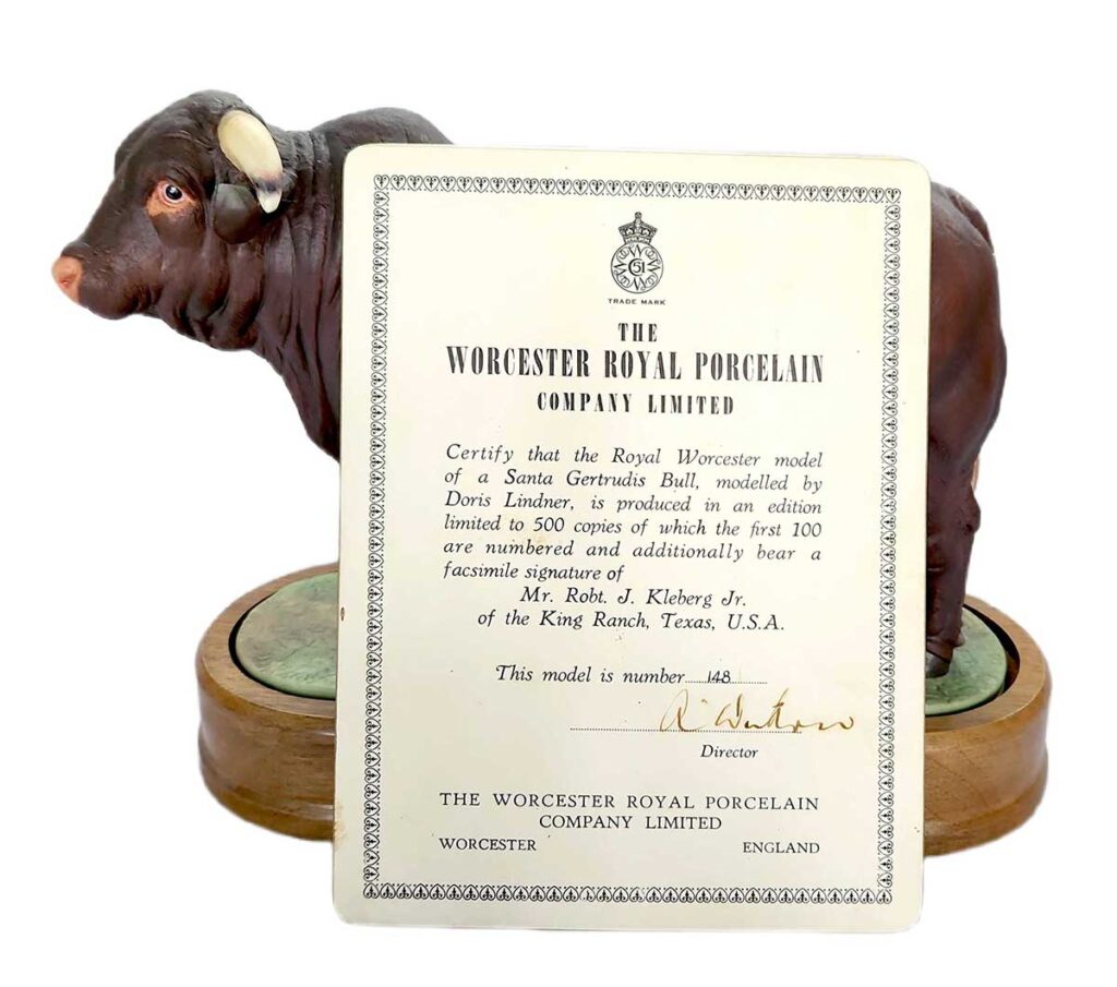 Doris Lindner bone china | Santa Gertrudis Bull figurine