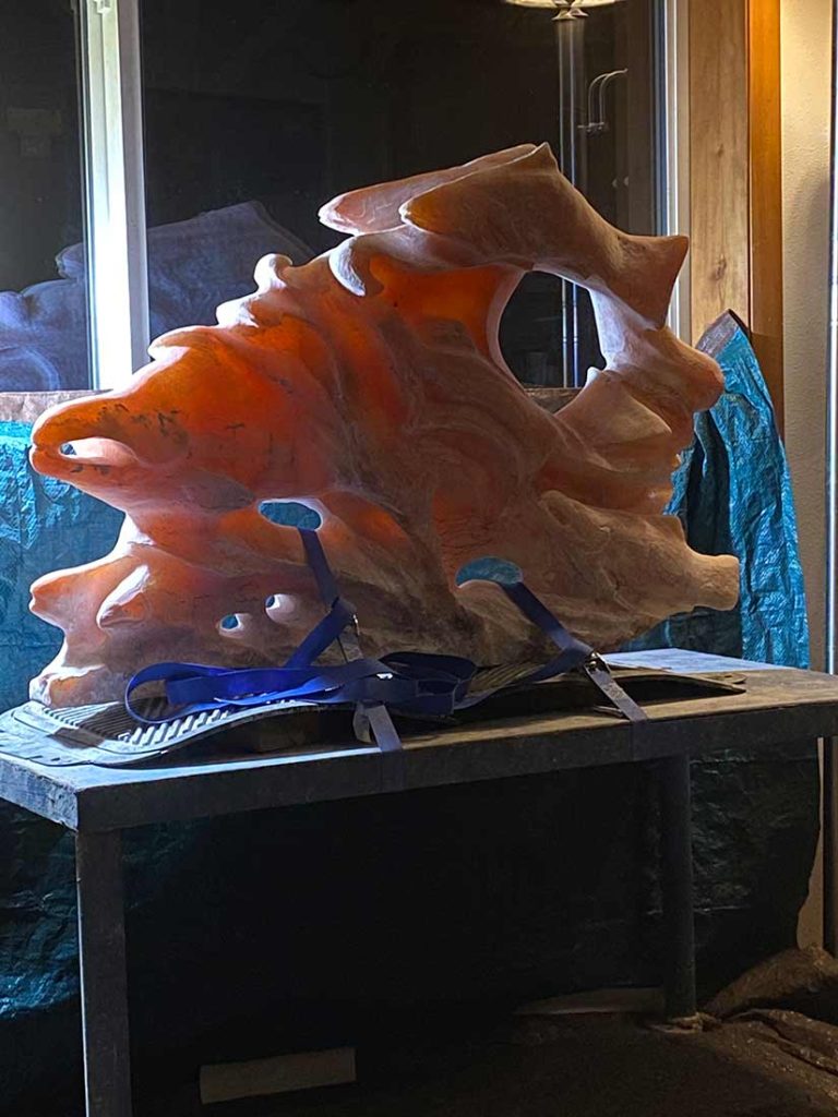 Anna Lee Harris sculpture | Translucent orange alabaster