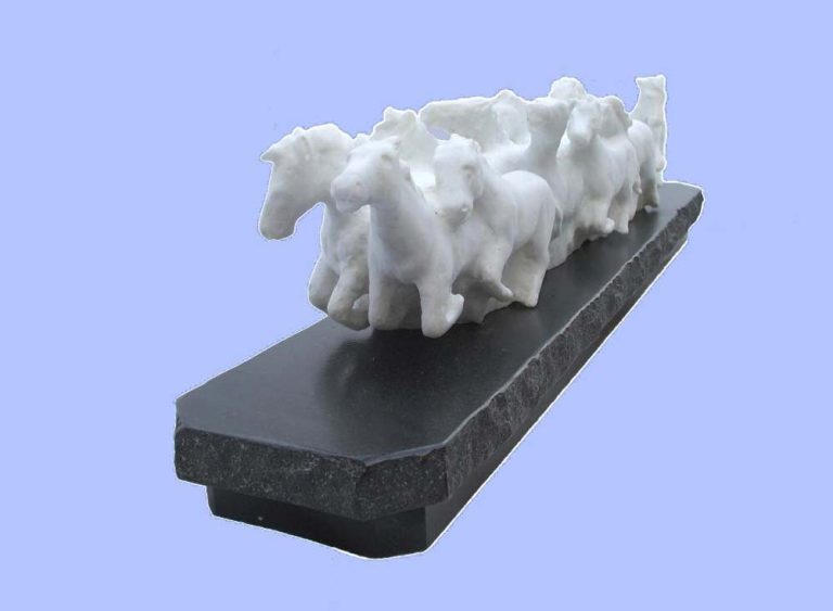 Anna Lee Harris sculpture | Thundering Hooves - carved stone