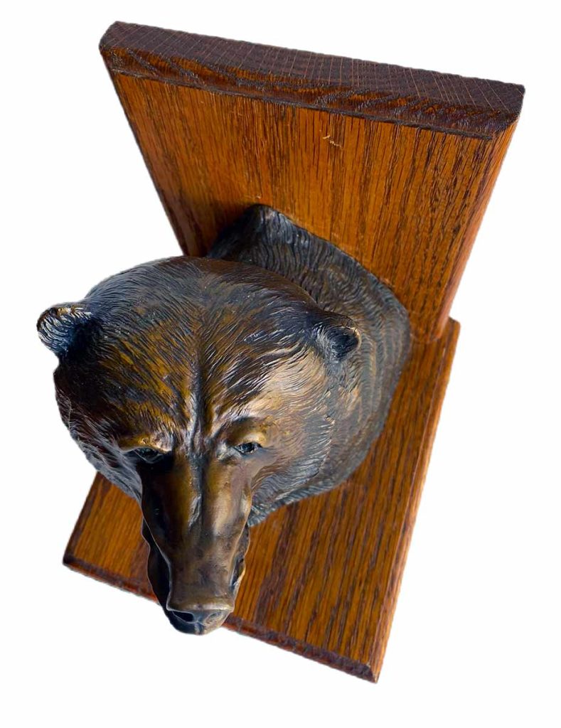 R. Rousu bronze sculpture | Grizzly Bear Bronze Bookends