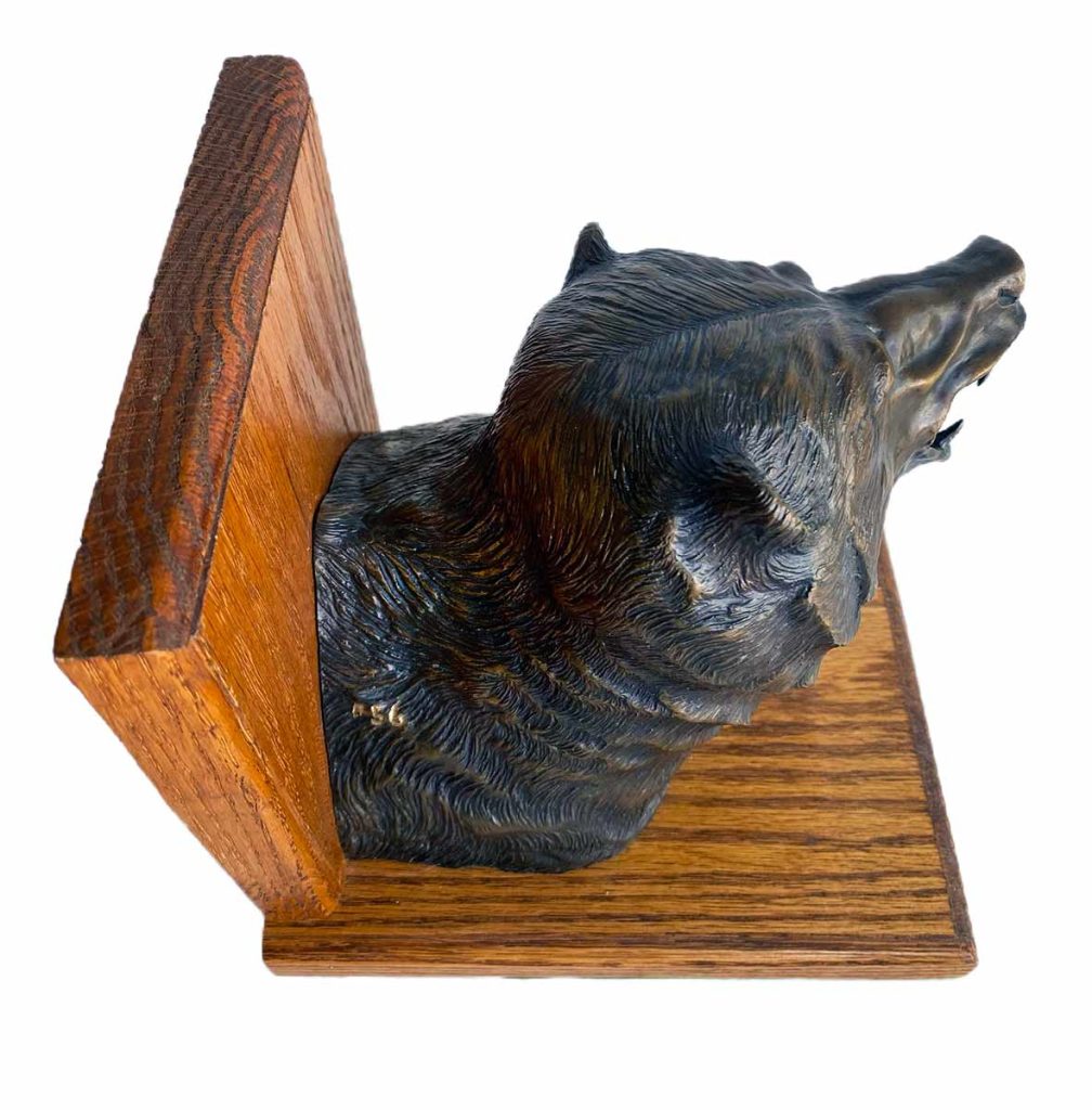 R. Rousu bronze sculpture | Grizzly Bear Bronze Bookends