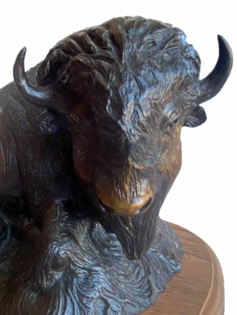 R. Rousu bronzer sculpture | Bison Lazing on the Ground