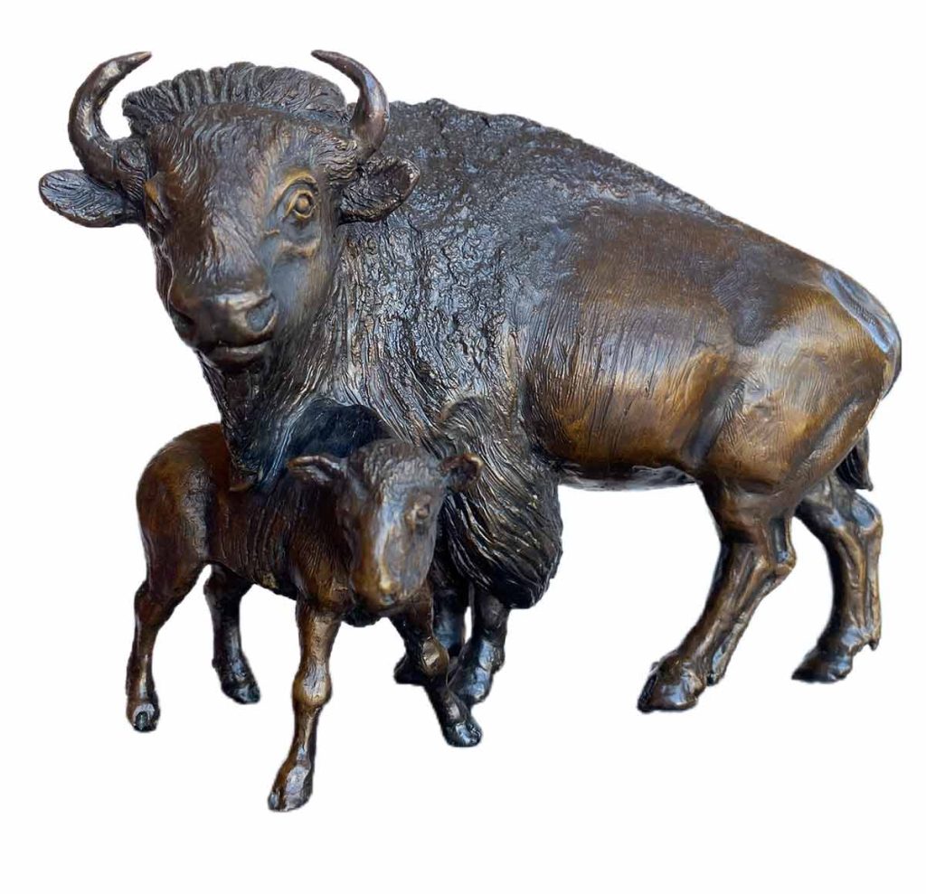 R. Rousu bronzer sculpture | Sanctuary - Bison Mother&Child