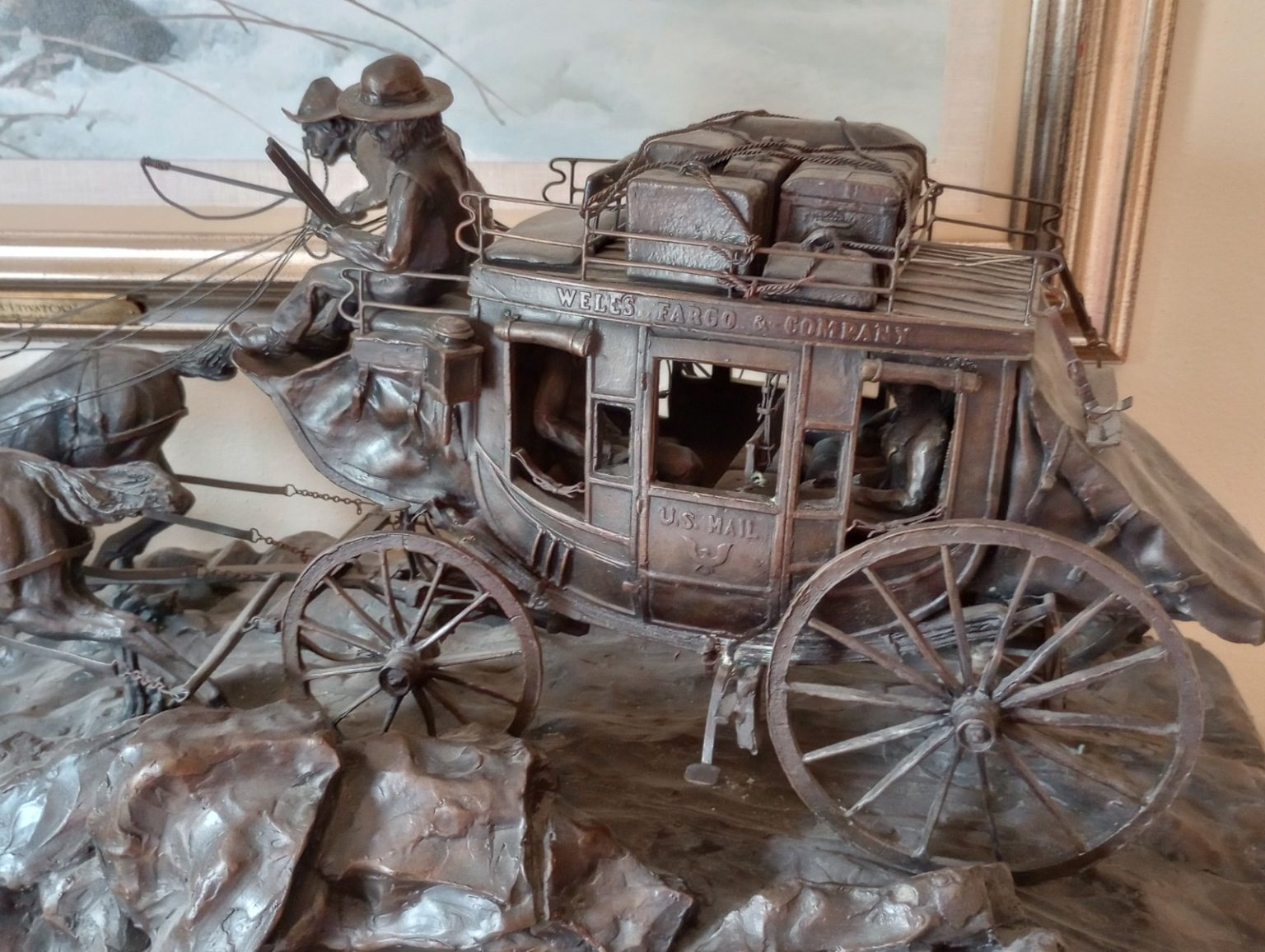 Mike Casper bronze sculpture | Wells Fargo Stagecoach