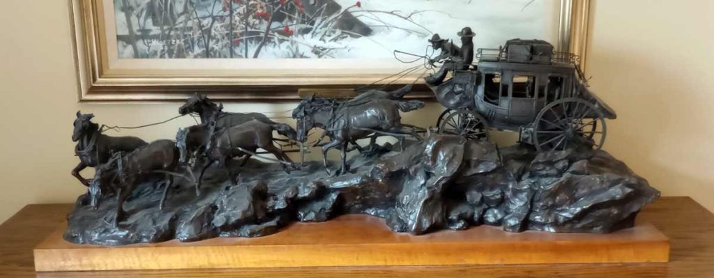 Mike Casper bronze sculpture | Wells Fargo Stagecoach