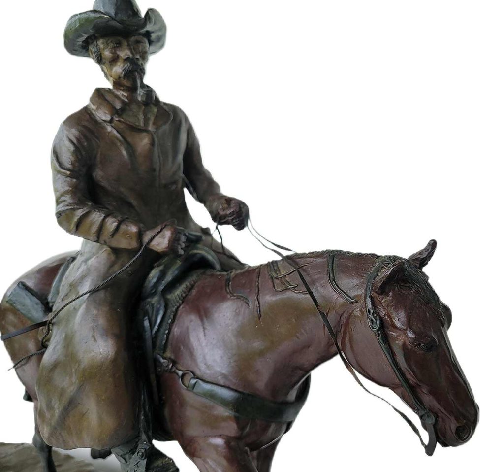 Bob Parks bronze sculpture | Topping Out a pack horse