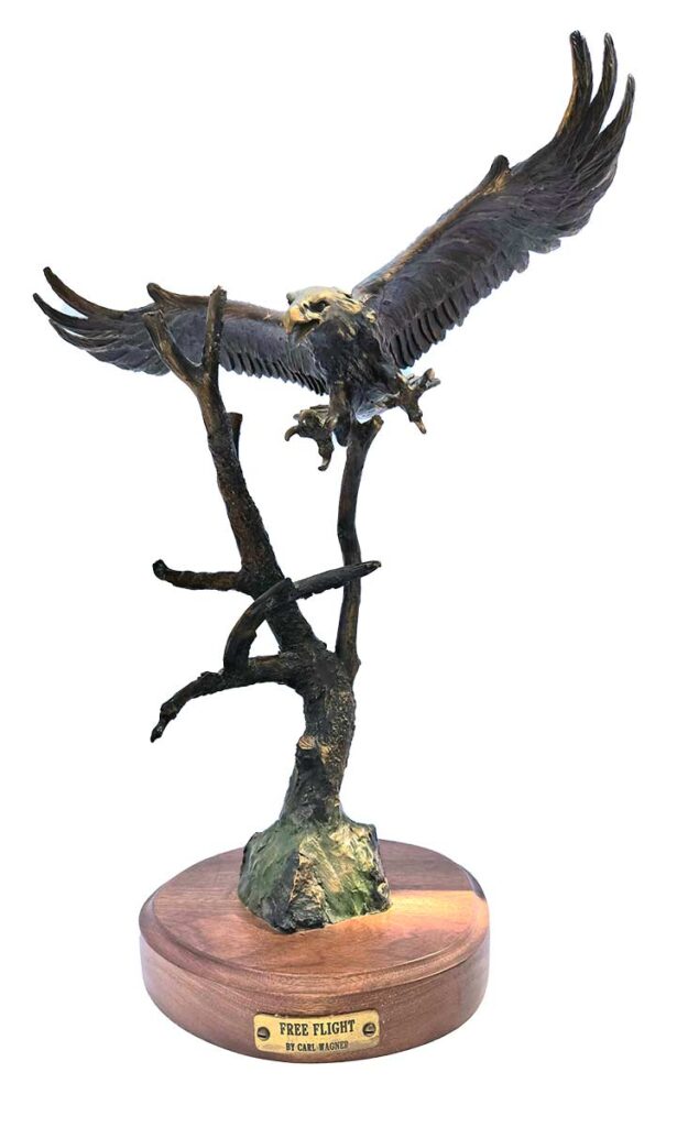 Carl Wagner bronze sculpture | Free Flight bronze eagle