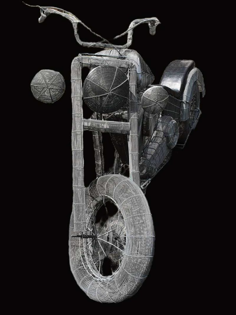Unknown Artist Wire Sculpture | HD Pan Head Chopper