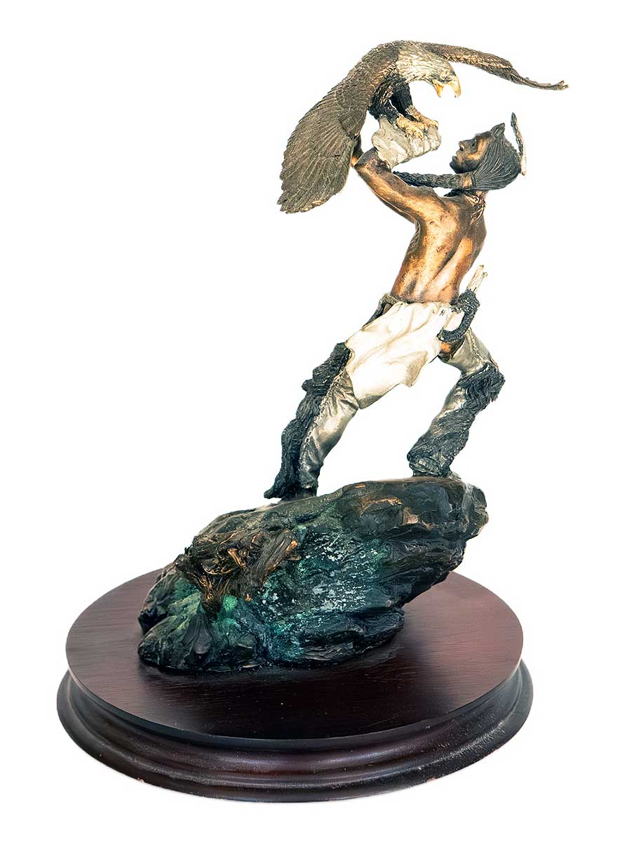 C.A. Pardell pewter-bronze sculpture | White Feathers Vision