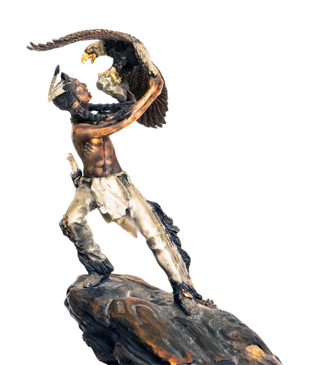 C.A. Pardell pewter-bronze sculpture | White Feathers Vision
