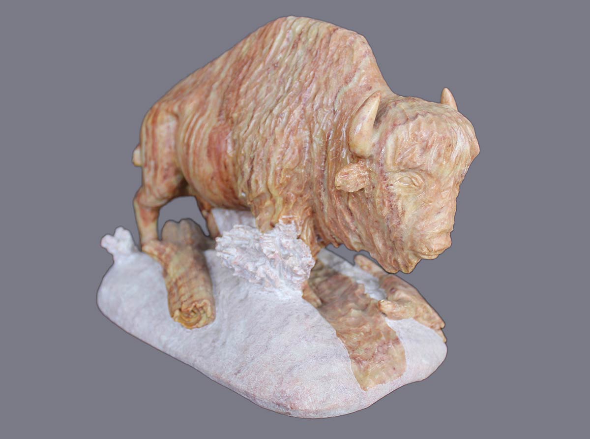 Nolan Charley stone sculpture | The Sacred Buffalo Alabaster